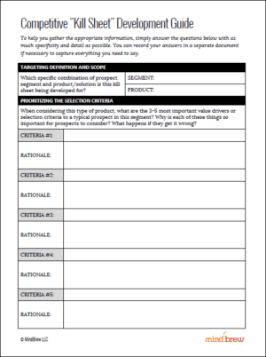 Competitive Kill Sheet Development Workbook - Marketing Ops Journal